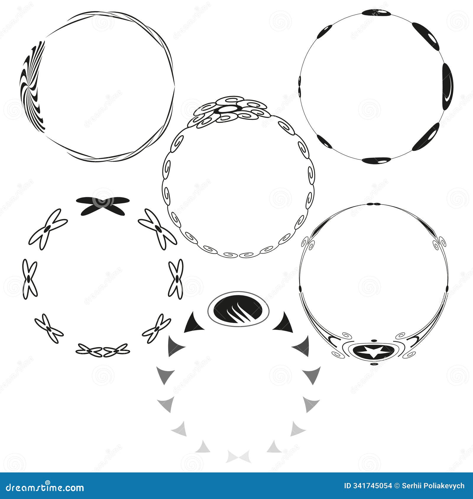 Decorative Frame Set. Circular Border Design. Ornamental Frame Icon ...