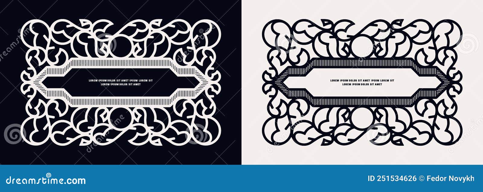 Decorative Frame in Thin Line Style Stock Vector - Illustration of ...