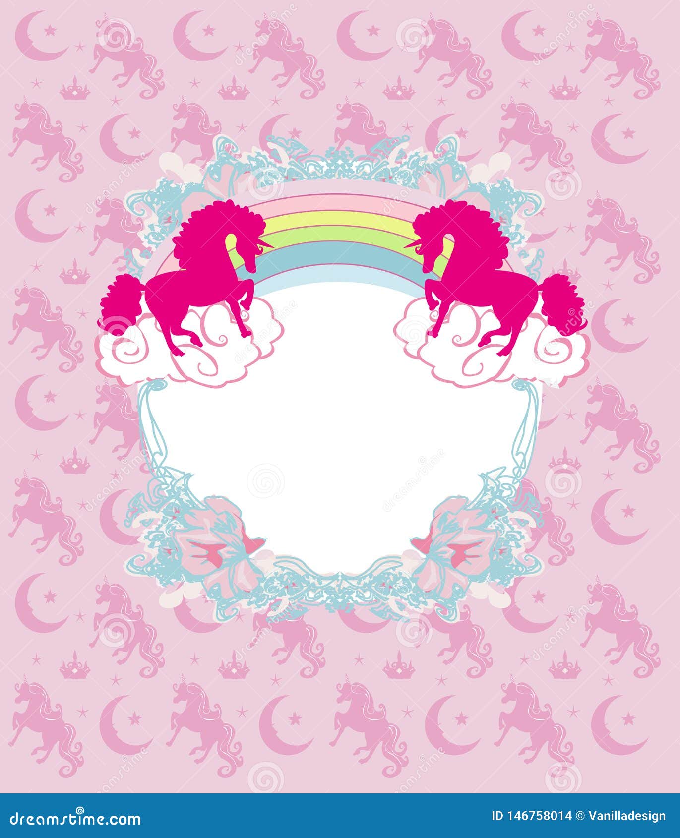 Decorative Frame with a Unicorns and Rainbow Stock Vector ...