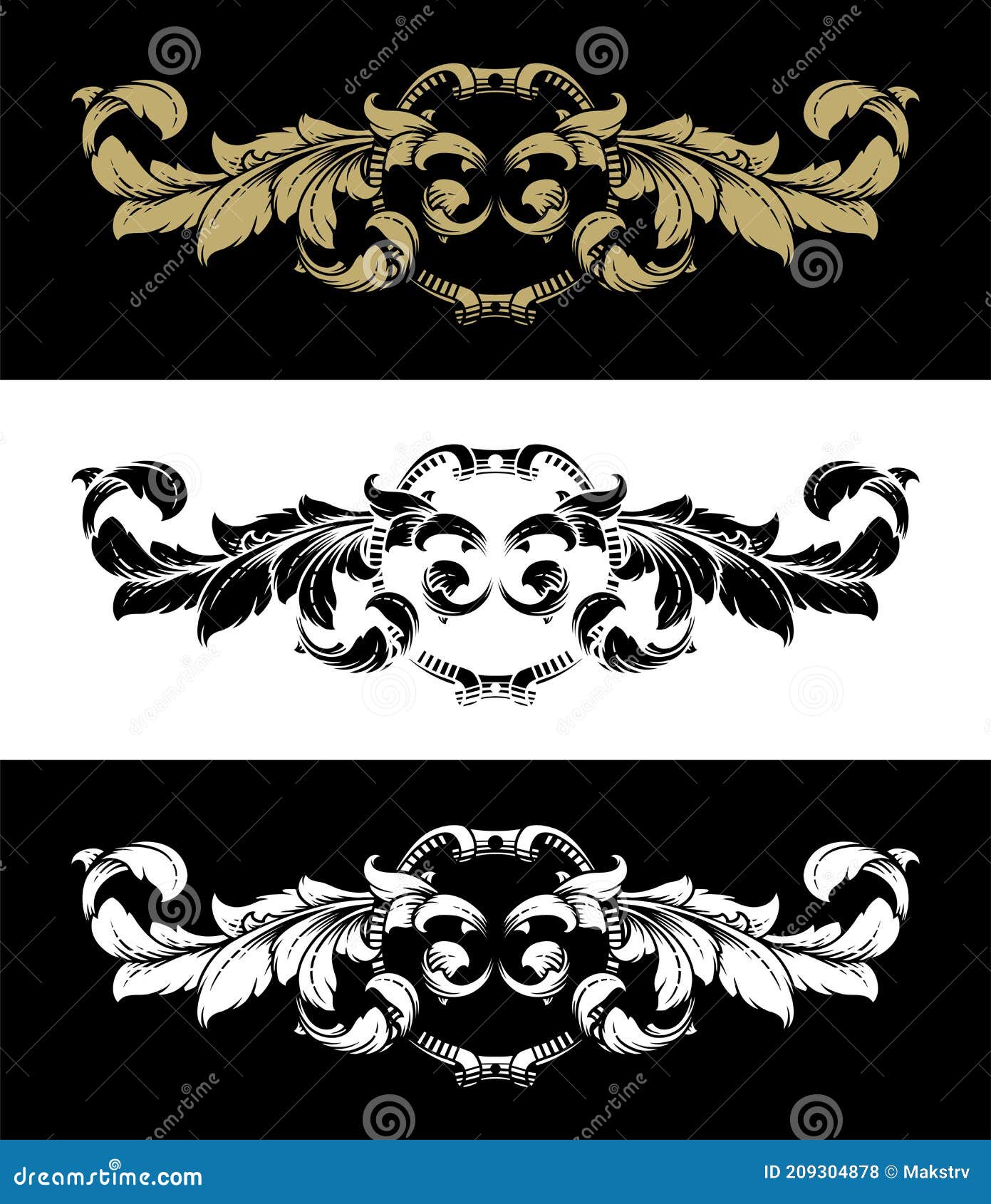 Decorative Frame with Vintage Pattern. Three Options. Vector ...