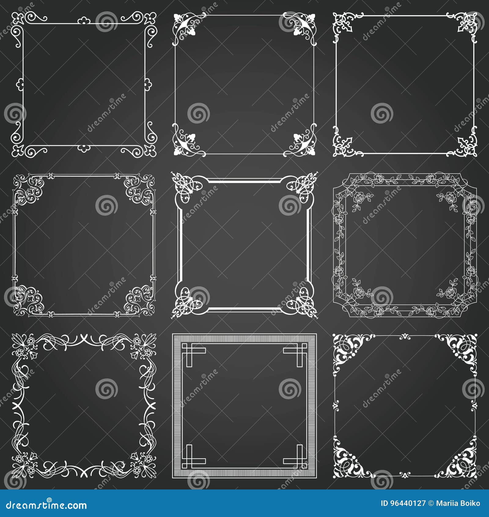 Decorative Frames and Borders Square Set 3 Vector Stock Vector ...