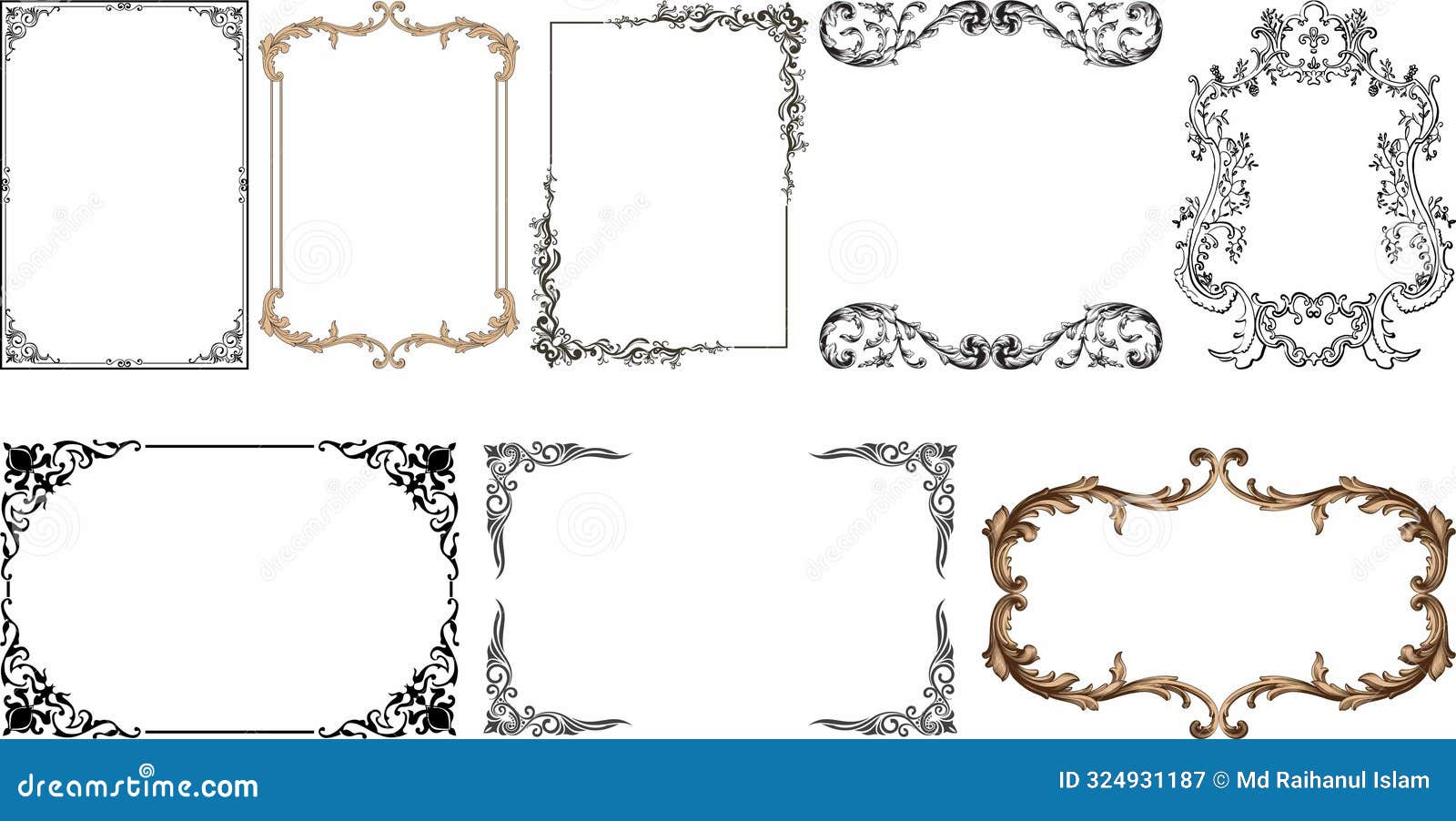Decorative Frames Collection Set Stock Illustration - Illustration of ...