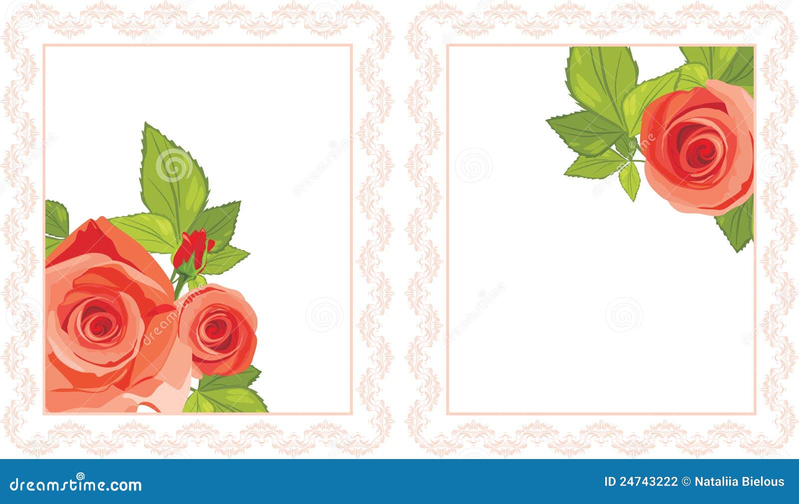 Decorative Frames with Red Roses Stock Vector - Illustration of design ...