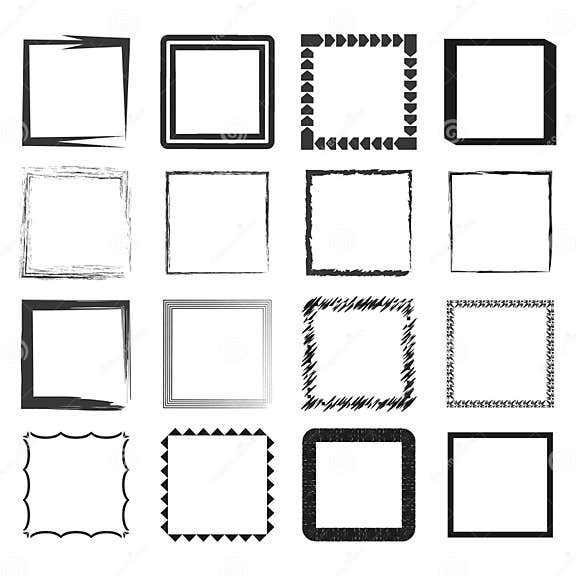 Decorative Frames Set. Various Square Borders. Simple Geometric ...