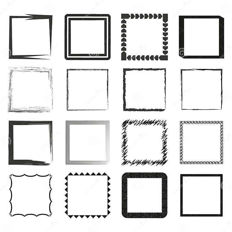 Decorative Frames Set. Various Square Borders. Simple Geometric ...