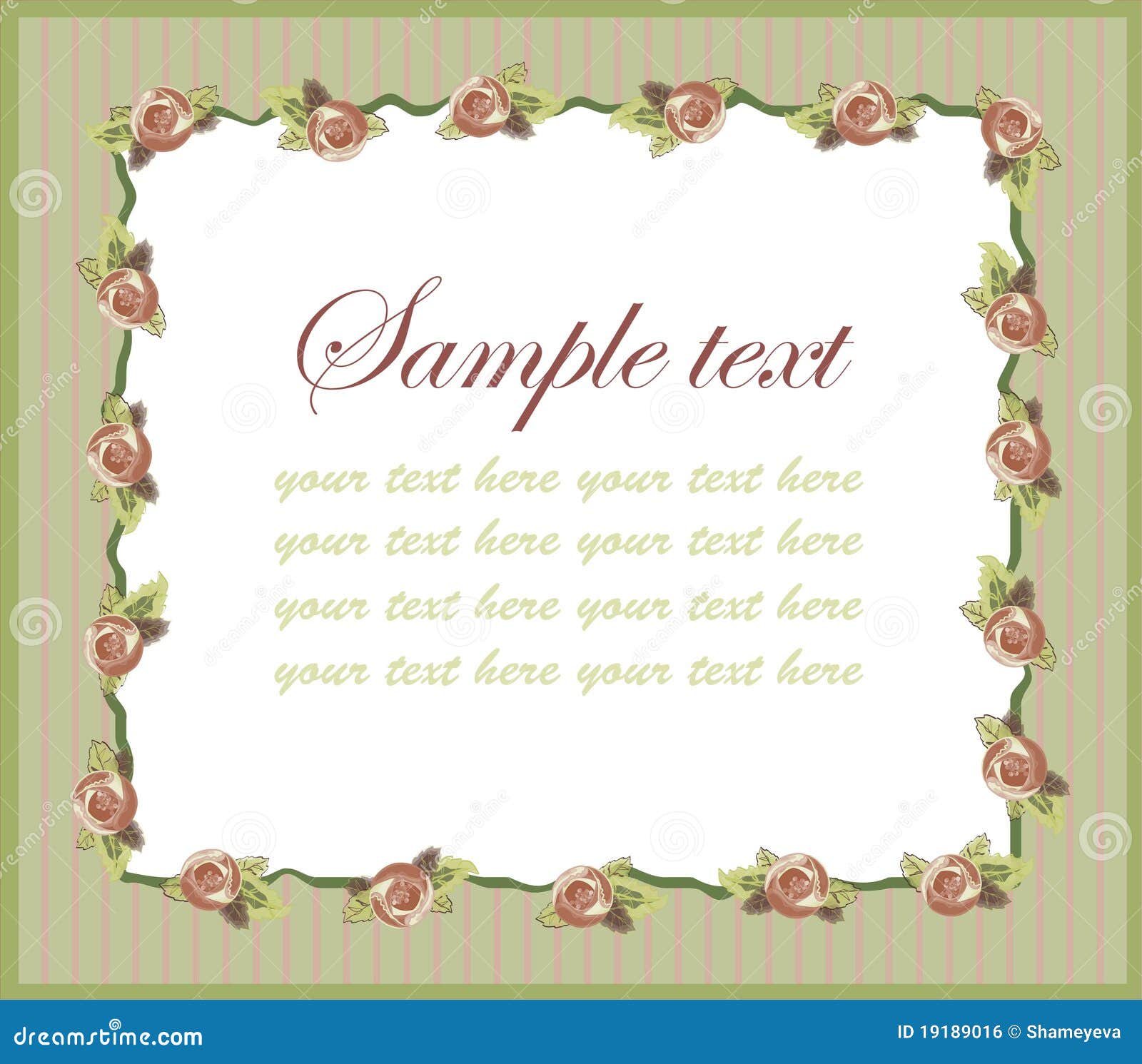 Decorative Framework. Greeting Card with Roses Stock Vector ...