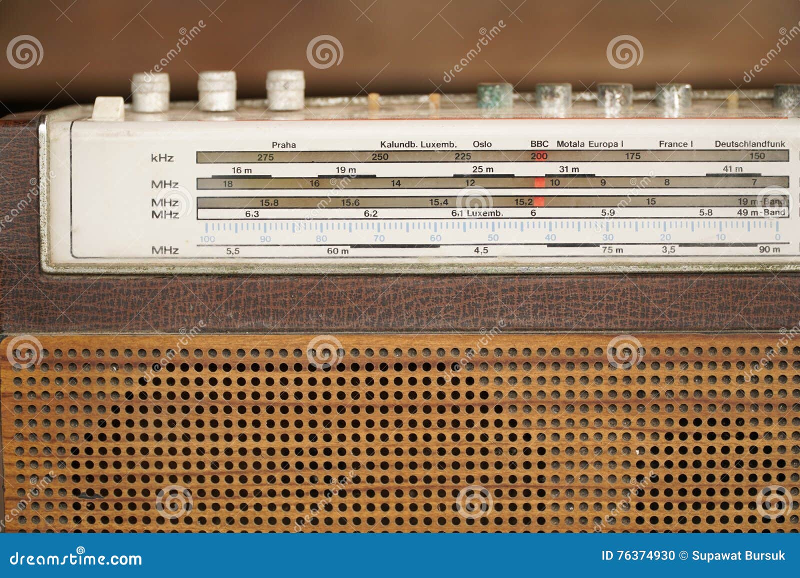 Decorative Front Panel of an Old Radio, Closeup. Stock Photo - Image of ...
