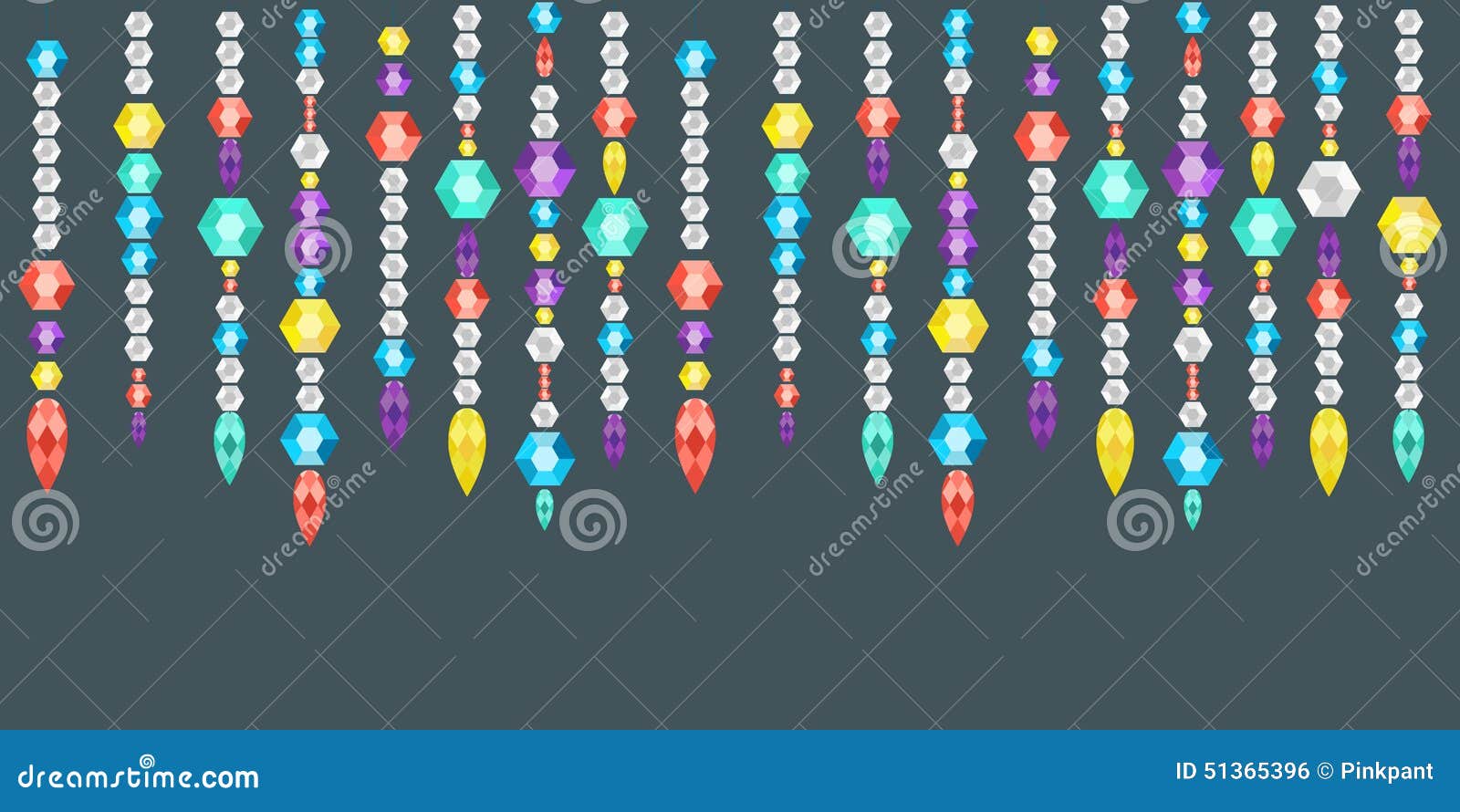 Decorative Garland from Gems, Crystals and Deamonds, Gems on a String ...