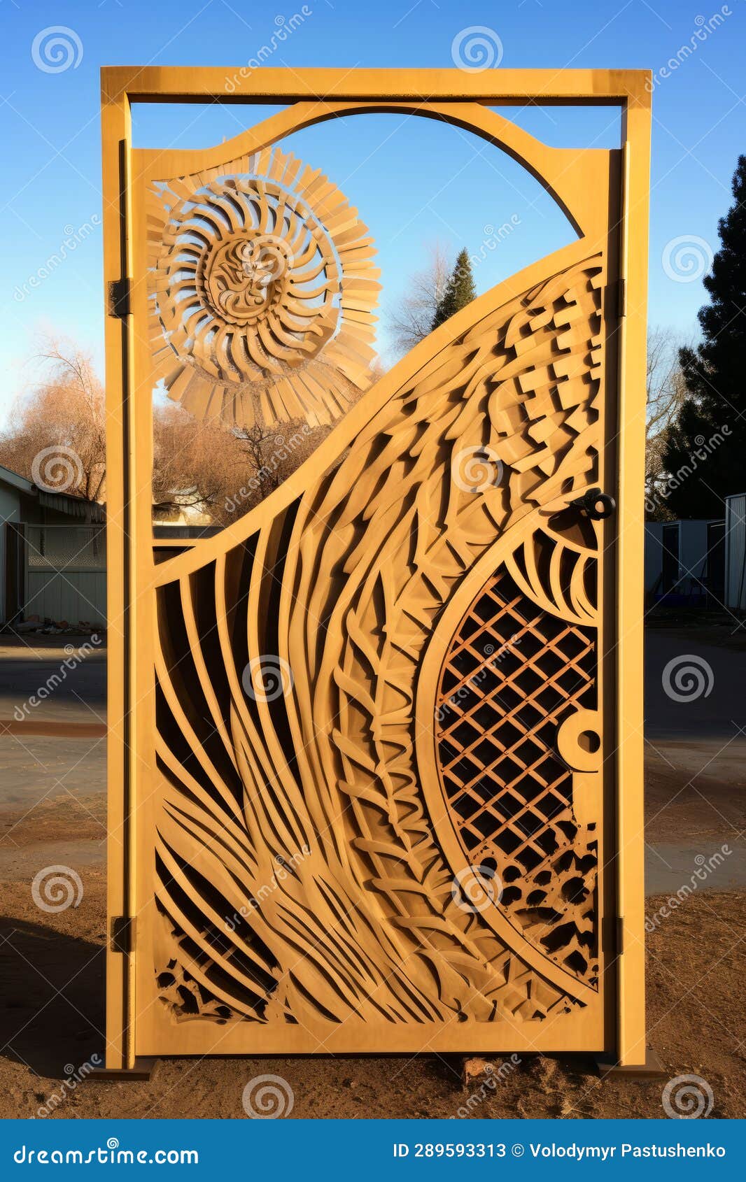 Decorative Gate with Circular Design on it S Side. Generative AI Stock ...