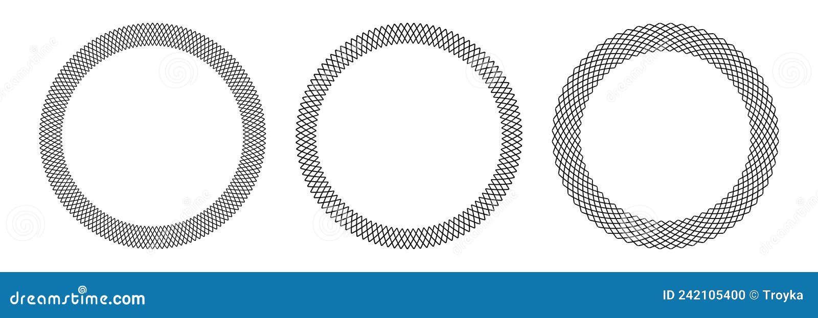 Decorative Geometric Circle Border Patterns. Round Grid Frames Stock ...