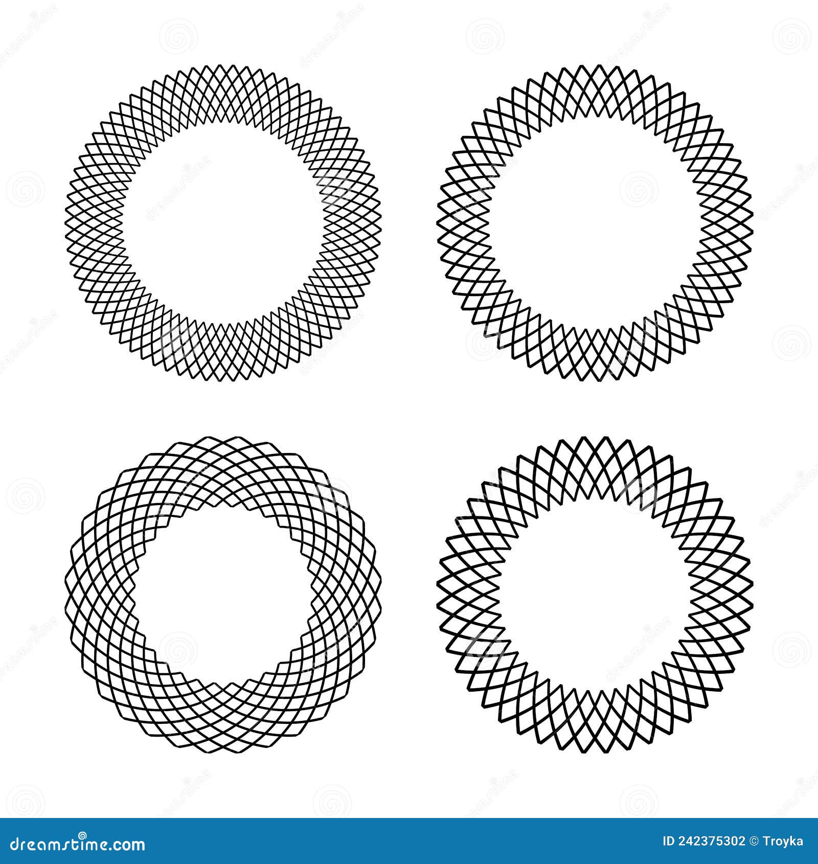 Decorative Geometric Circle Border Patterns. Round Grid Frames Stock ...