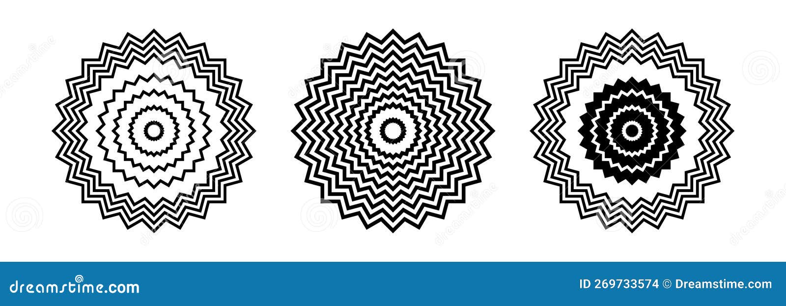 Decorative Geometric Circle Zig Zag Lines Patterns Set Stock Vector ...
