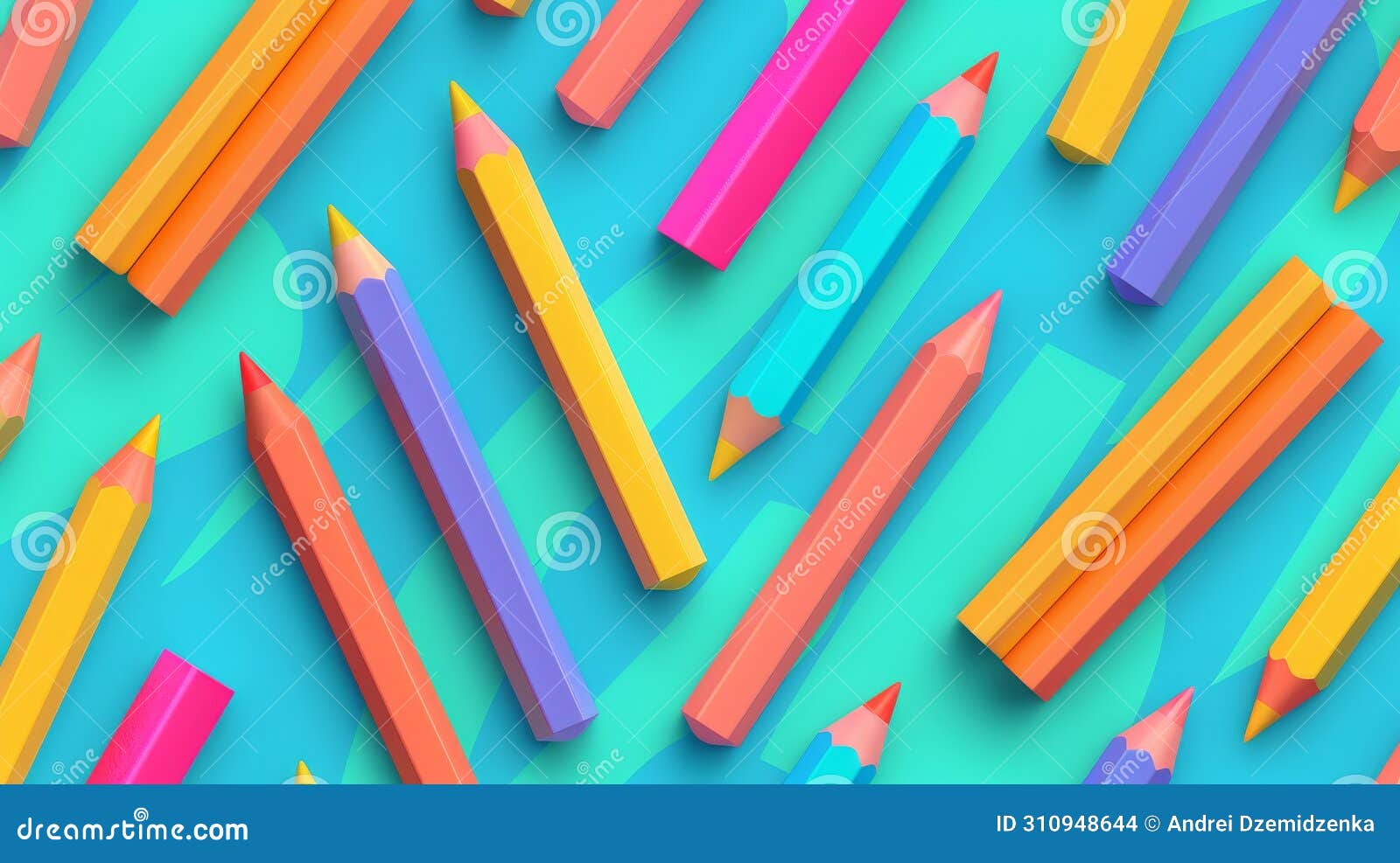Decorative Geometric Pattern in Flat Style with Colorful Pencils ...