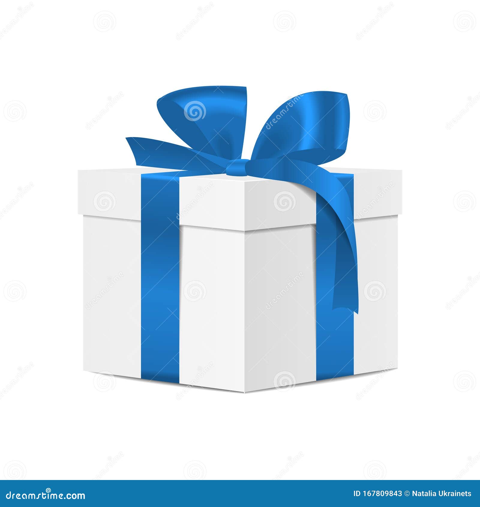 Decorative Gift Box with Blue Bow Stock Vector - Illustration of ...