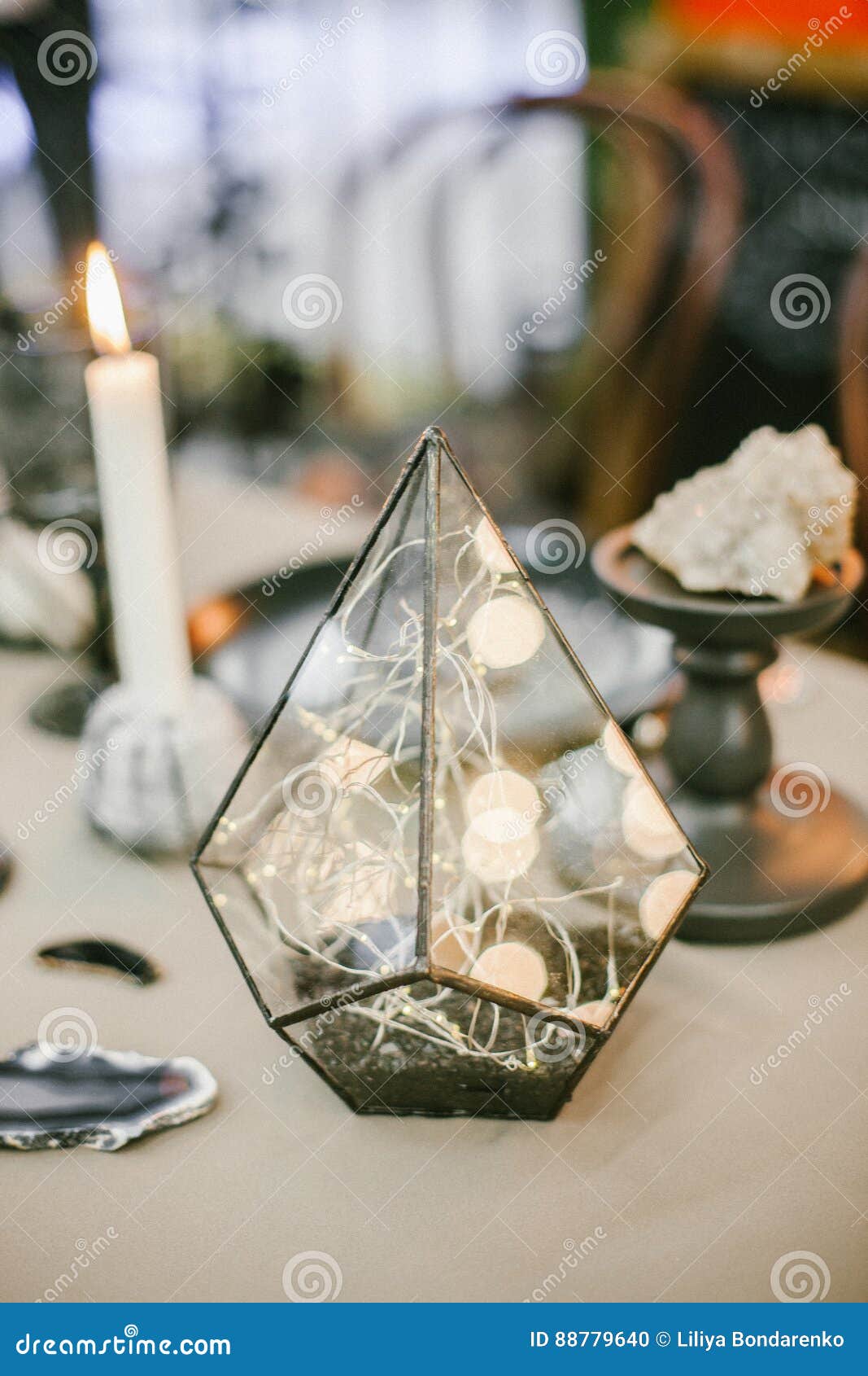 Decorative Glass Pyramid with Backlight. Stock Photo - Image of mineral ...