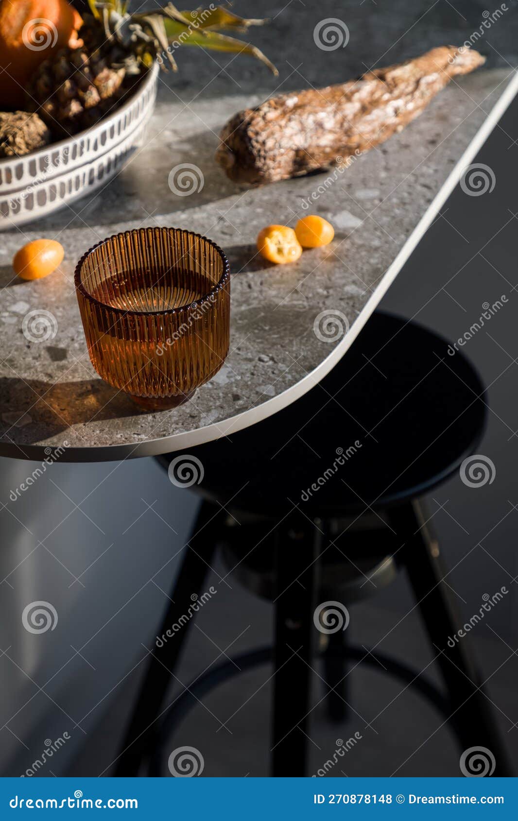 Decorative Glass on Table with Terrazzo Structure Stock Photo - Image ...