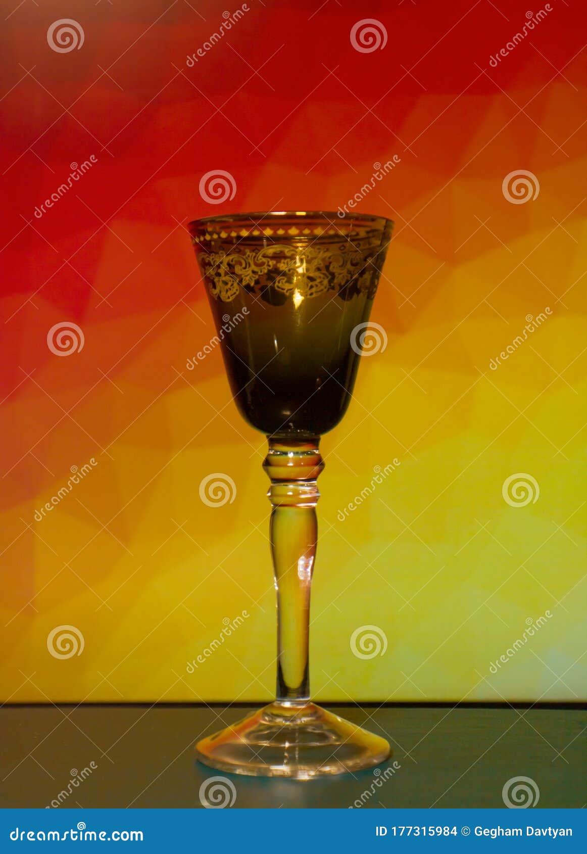 Decorative Glass of Wine on Colored Abstract Background Stock Photo ...