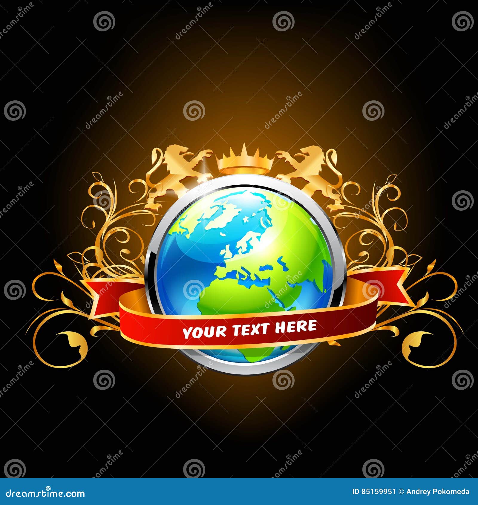 Decorative Globe on Dark Background Stock Vector - Illustration of ...