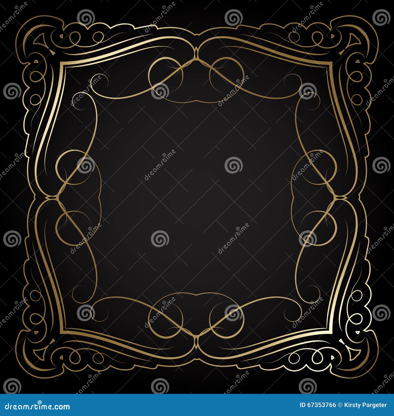 Decorative Gold Border on Black Stock Vector - Illustration of card ...