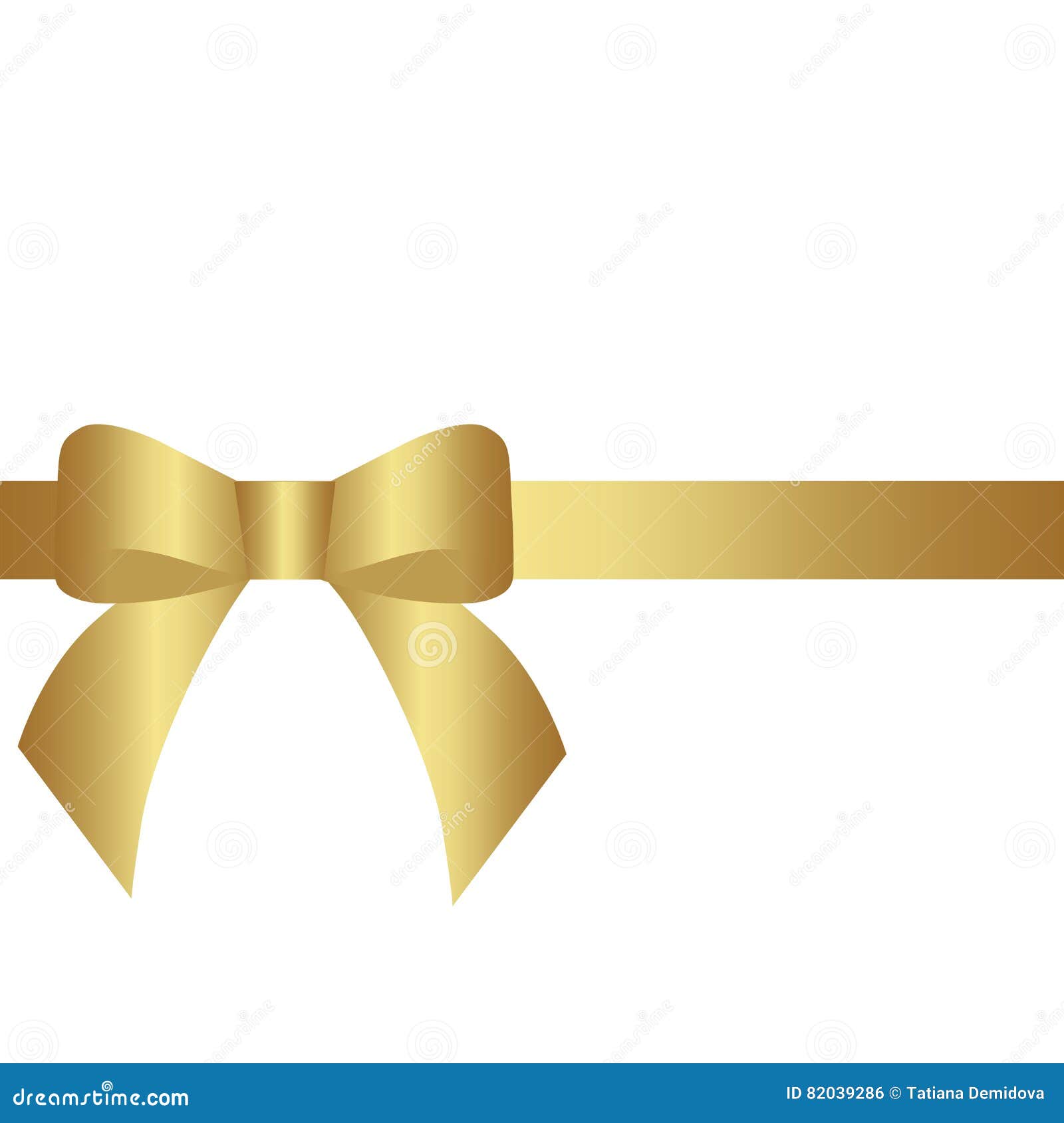 Decorative Gold Bow Horizontal Gold Ribbon. Vector Bow for Page Stock ...