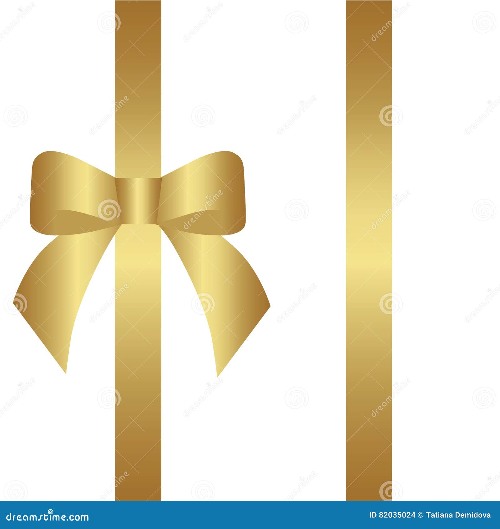 Decorative Gold Bow Two Vertical Gold Ribbons. Vector Bow for Pa Stock ...