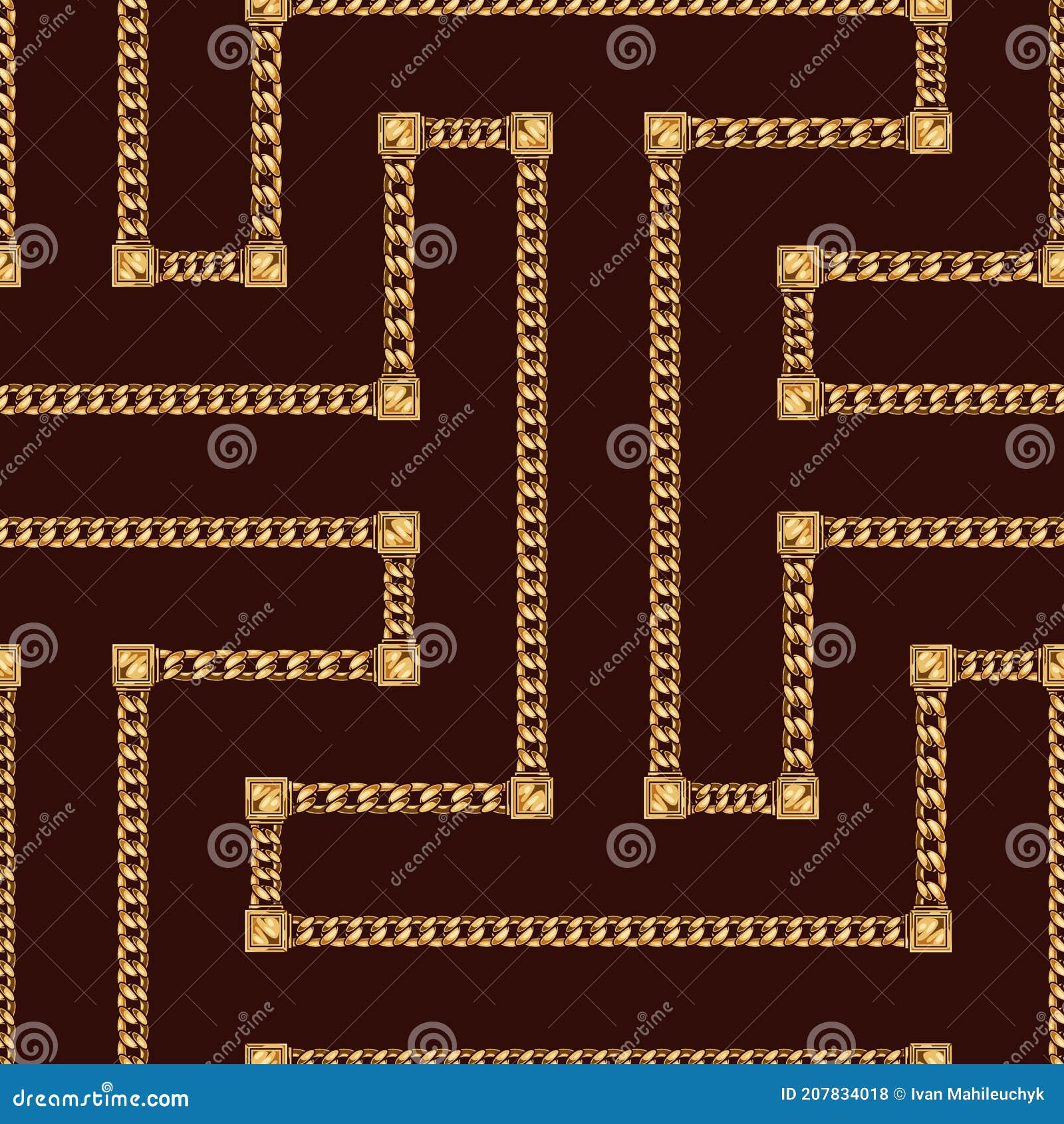 Decorative Gold Chain Seamless Pattern Stock Vector - Illustration of ...