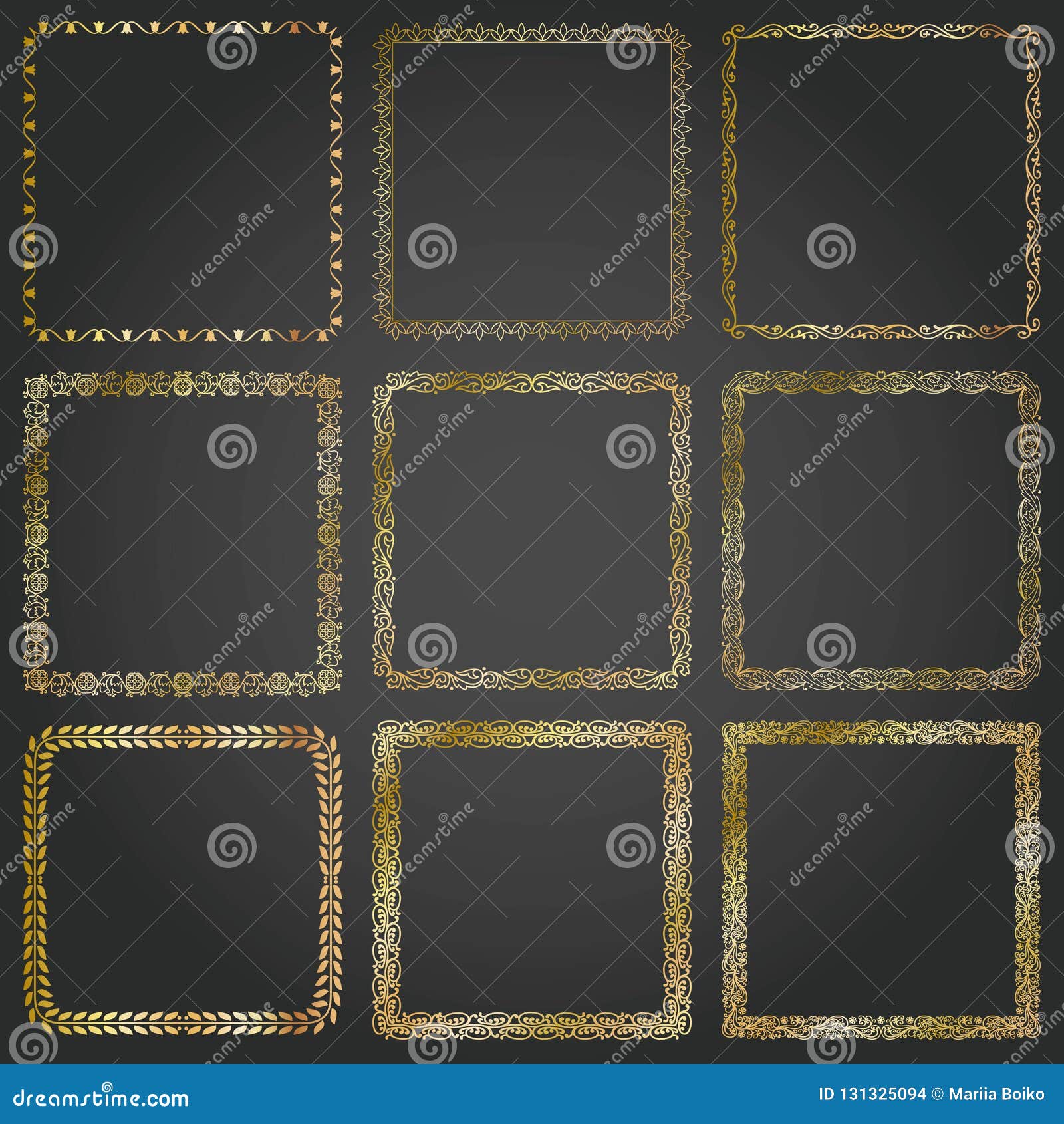 Decorative Gold Frames and Borders Square Set Vector Stock Vector ... Decorative Gold Frames and Borders Square Set Vector Stock Vector ...
