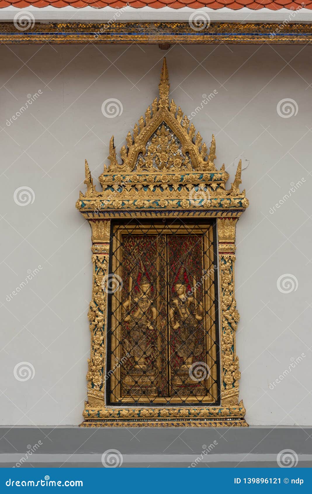 Decorative Gold Grand Palace Window with Shutters Stock Image - Image ...