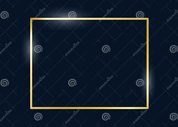 Decorative Gold Rectangle Frame on Dark Blue Background. Vintage ...