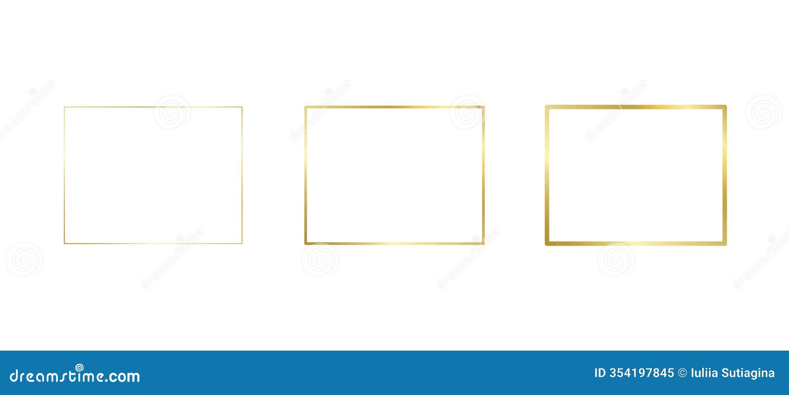 Decorative Gold Rectangle Frames for Note Text, Line Set. Vintage ...
