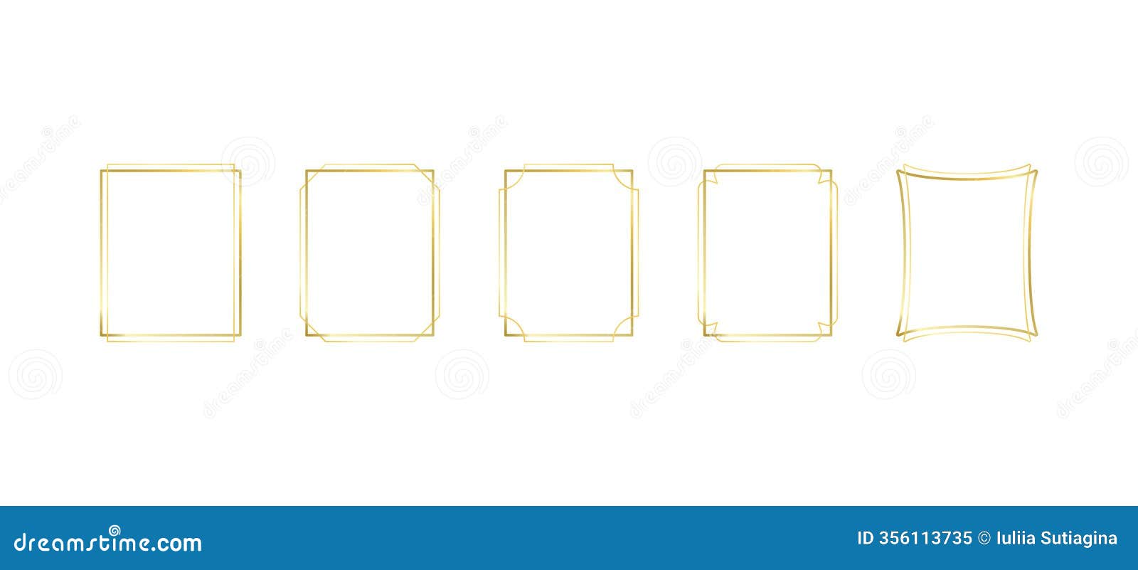 Decorative Gold Rectangle Frames for Note Text, Line Set. Vintage ...