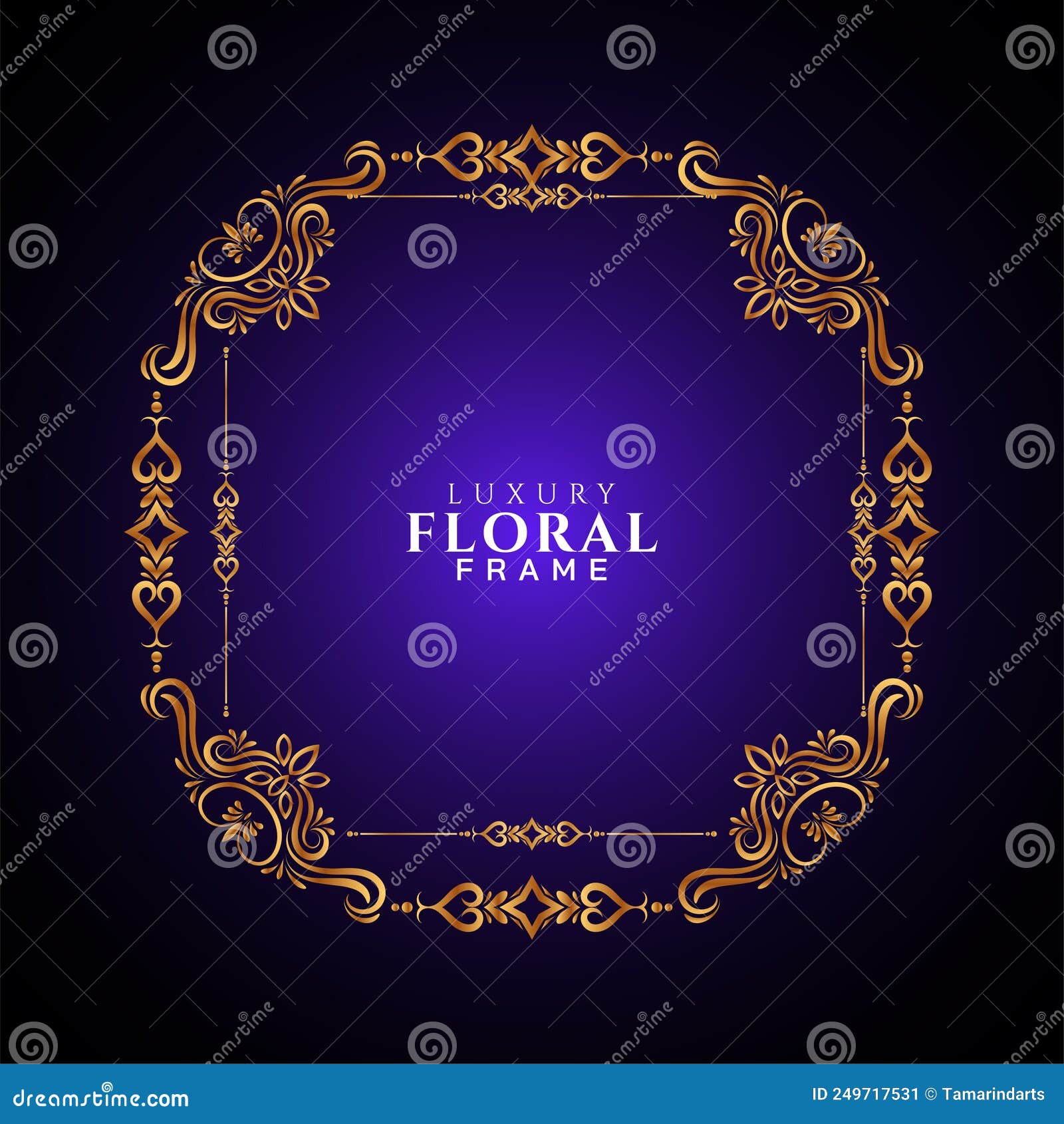 Decorative Golden Frame Design Violet Background Stock Vector ...