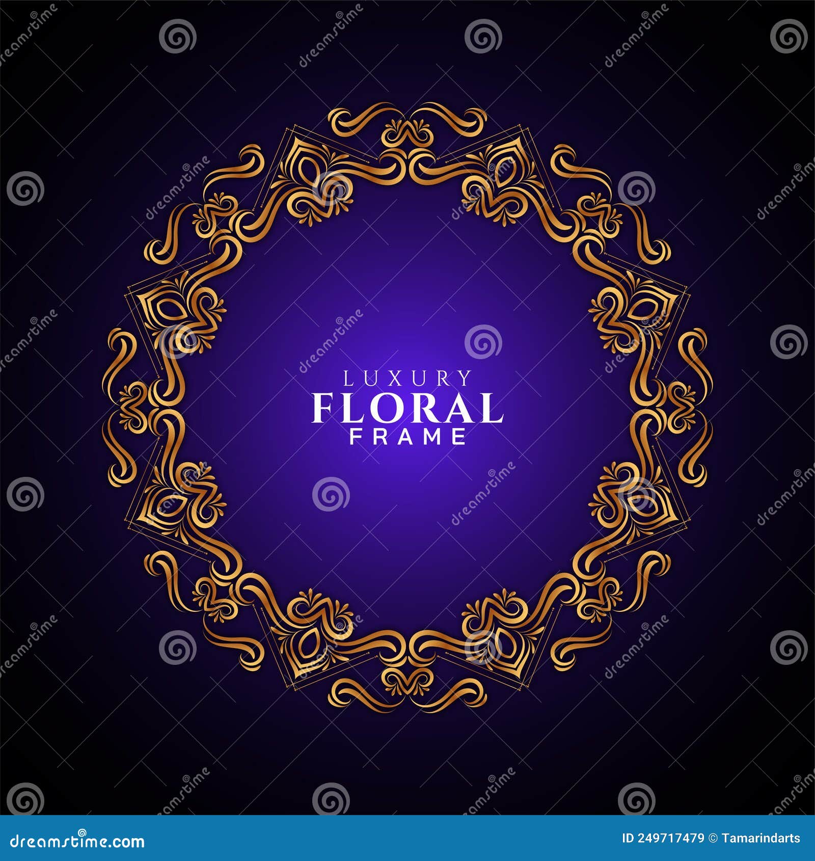 Decorative Golden Frame Design Violet Background Stock Vector ...