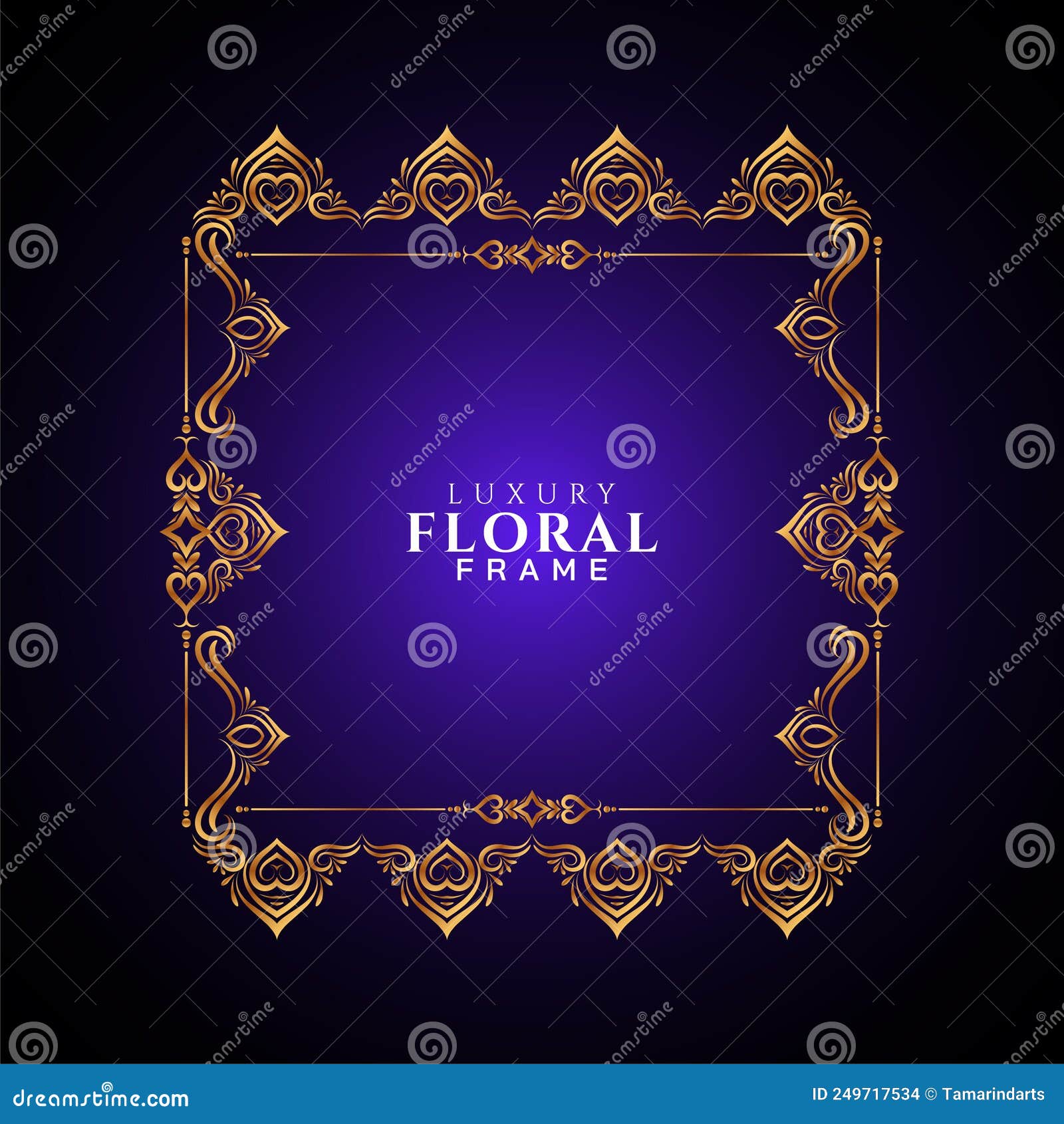 Decorative Golden Frame Design Violet Classic Background Stock Vector ...
