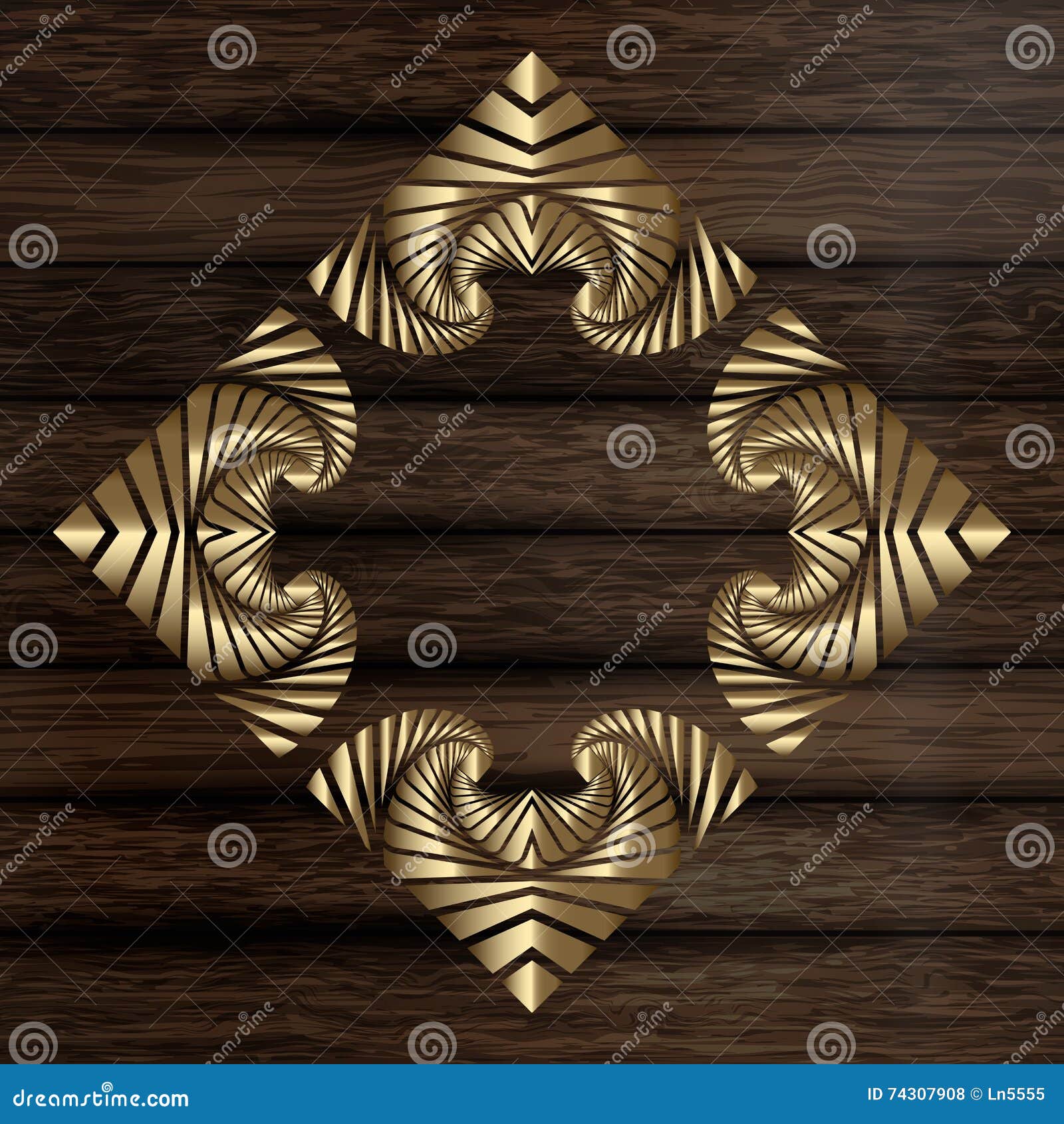 Decorative Golden Frame on Wooden Horizontal Plank Boards Stock Vector ...