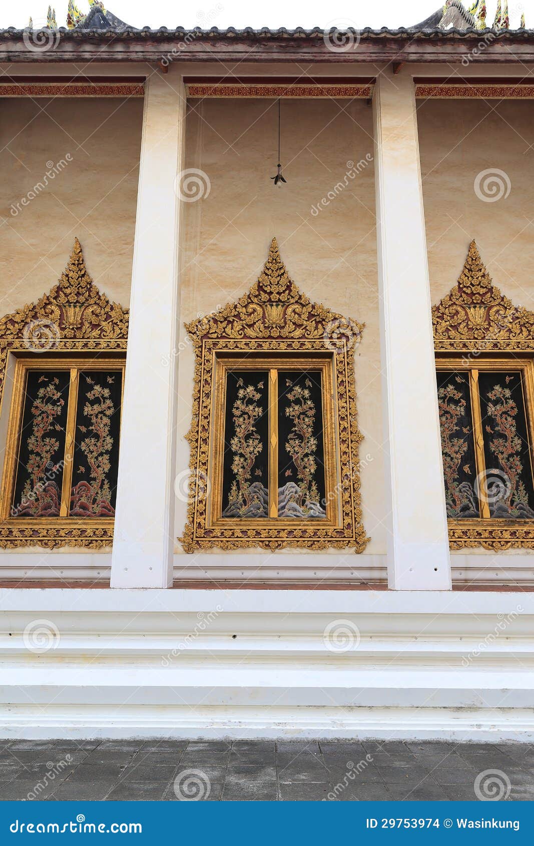 Decoration of Thai Temple Windows Stock Photo - Image of gray ...