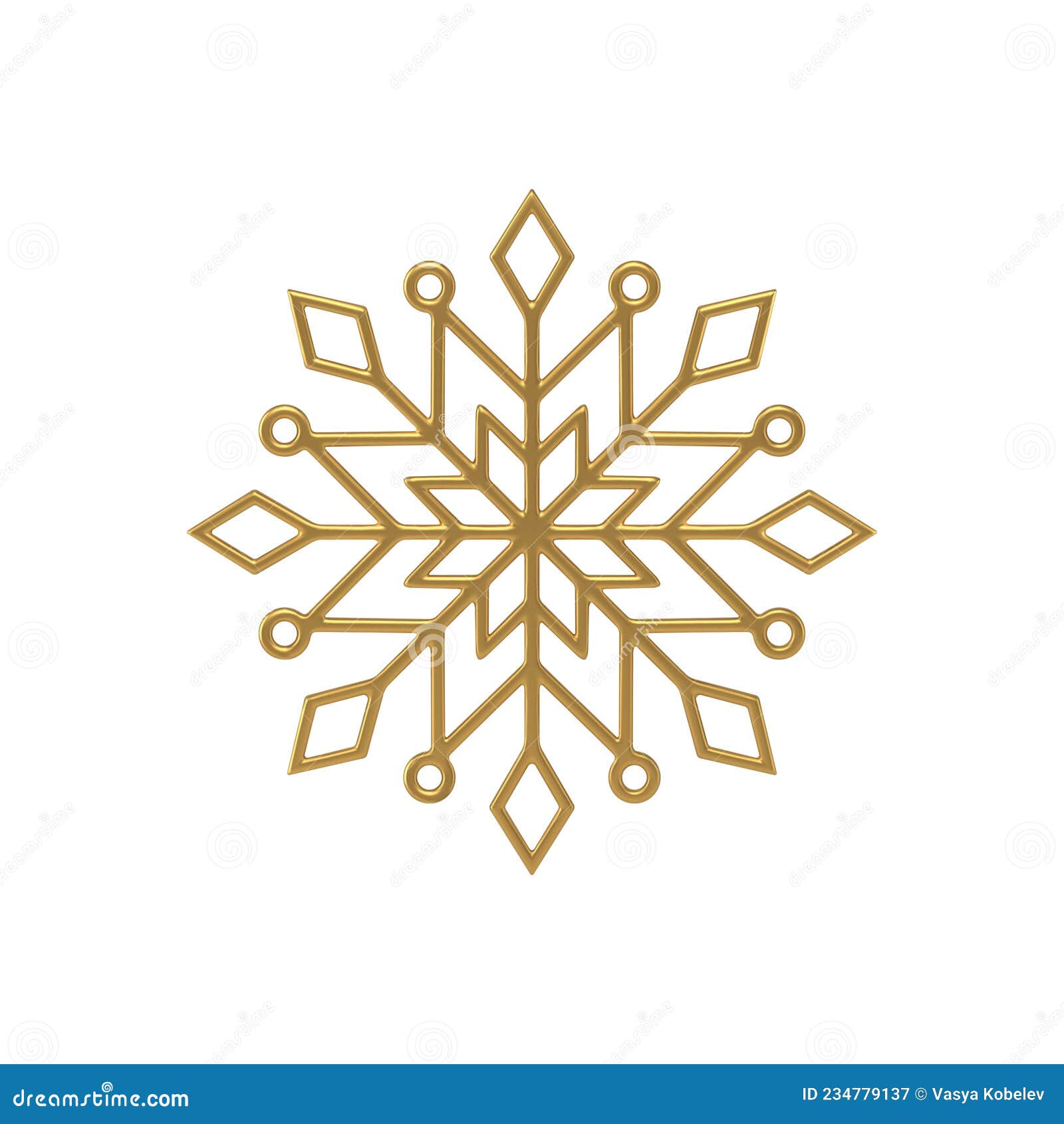 Decorative Golden Snowflake Pattern Realistic Vector Illustration ...