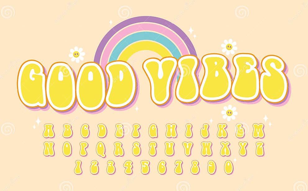 Decorative Good Vibes Font and Alphabet Vector Design Stock Vector ...