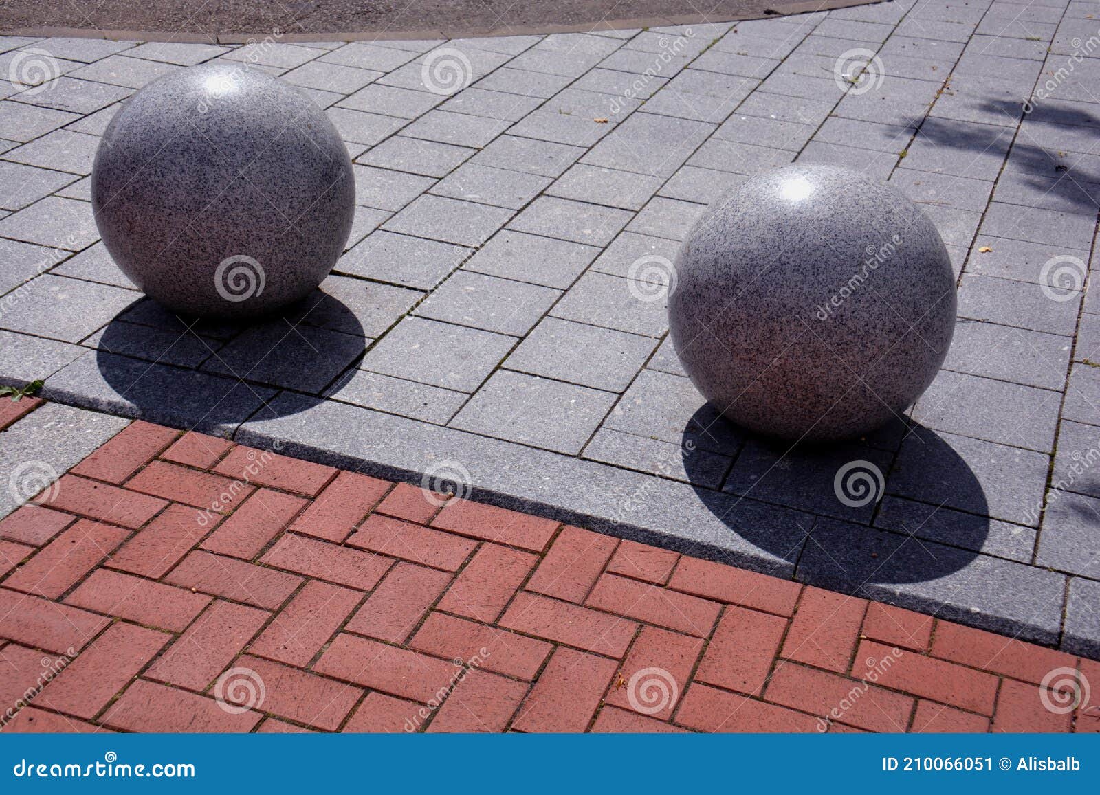 Decorative Granite Balls Spheres on Sidewalk Stock Image - Image of ...