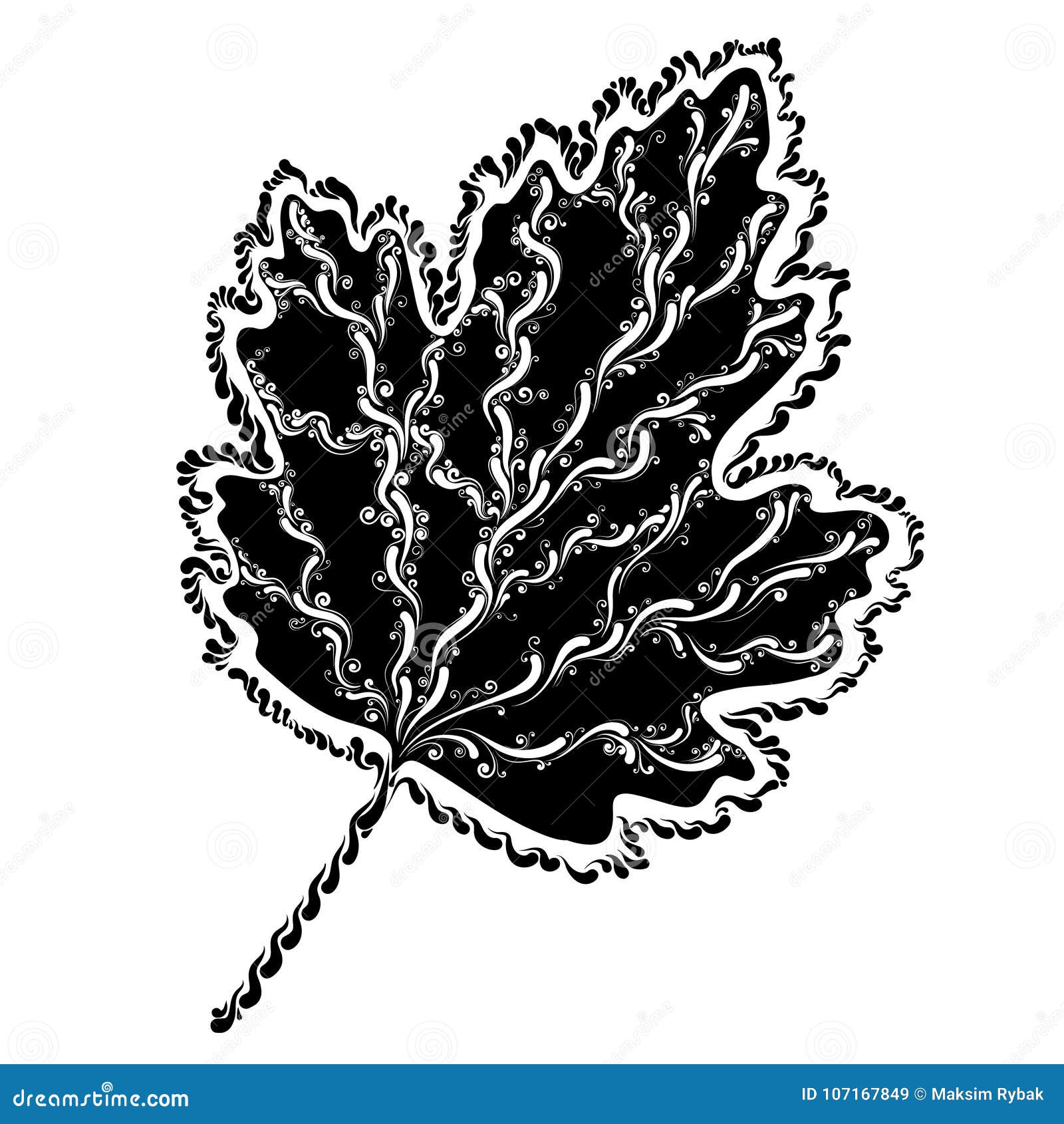 Decorative grape leaf stock vector. Illustration of beautiful - 107167849