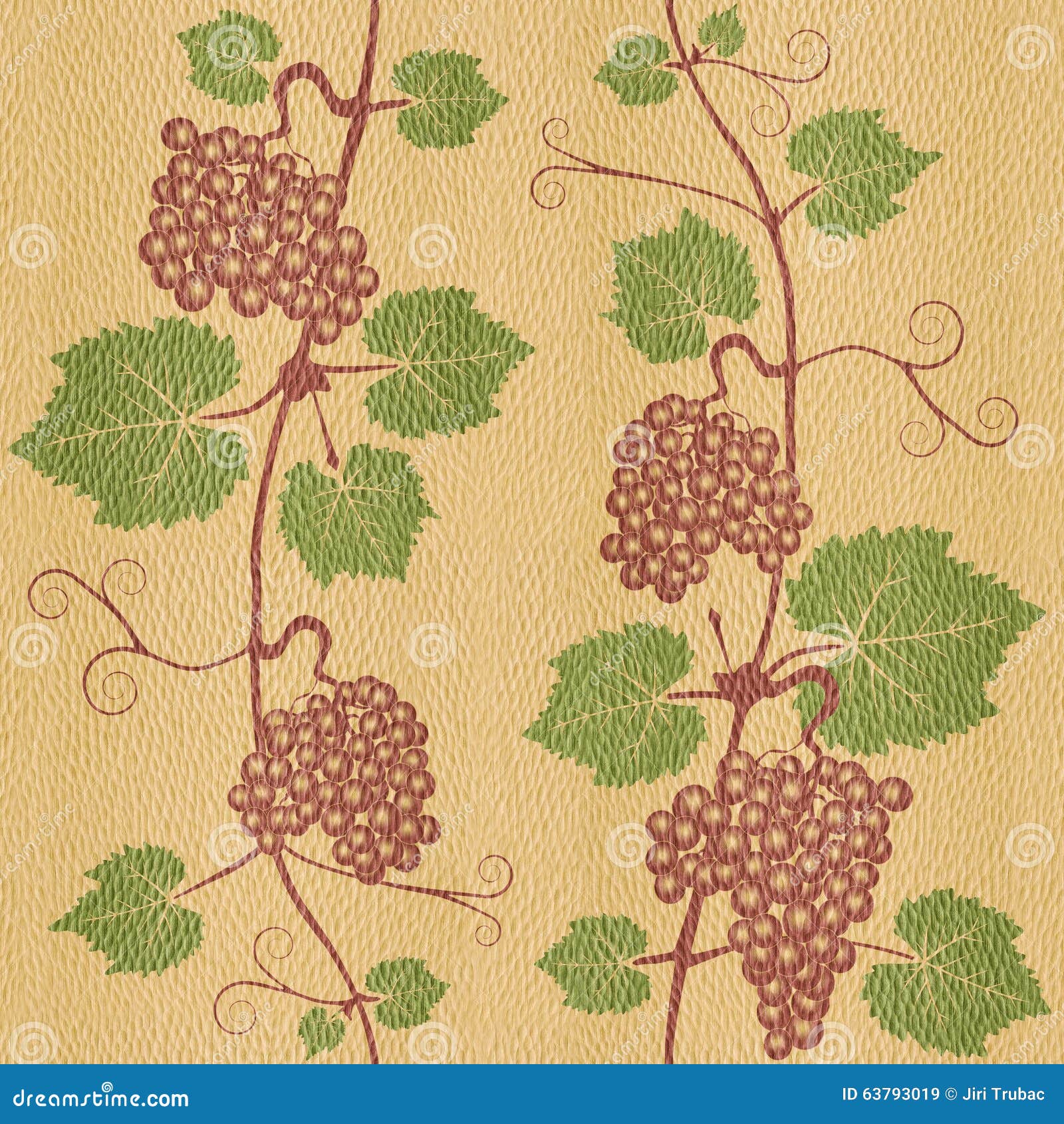 Decorative Grape Leaves - Seamless Background - White Oak Wood Texture ...