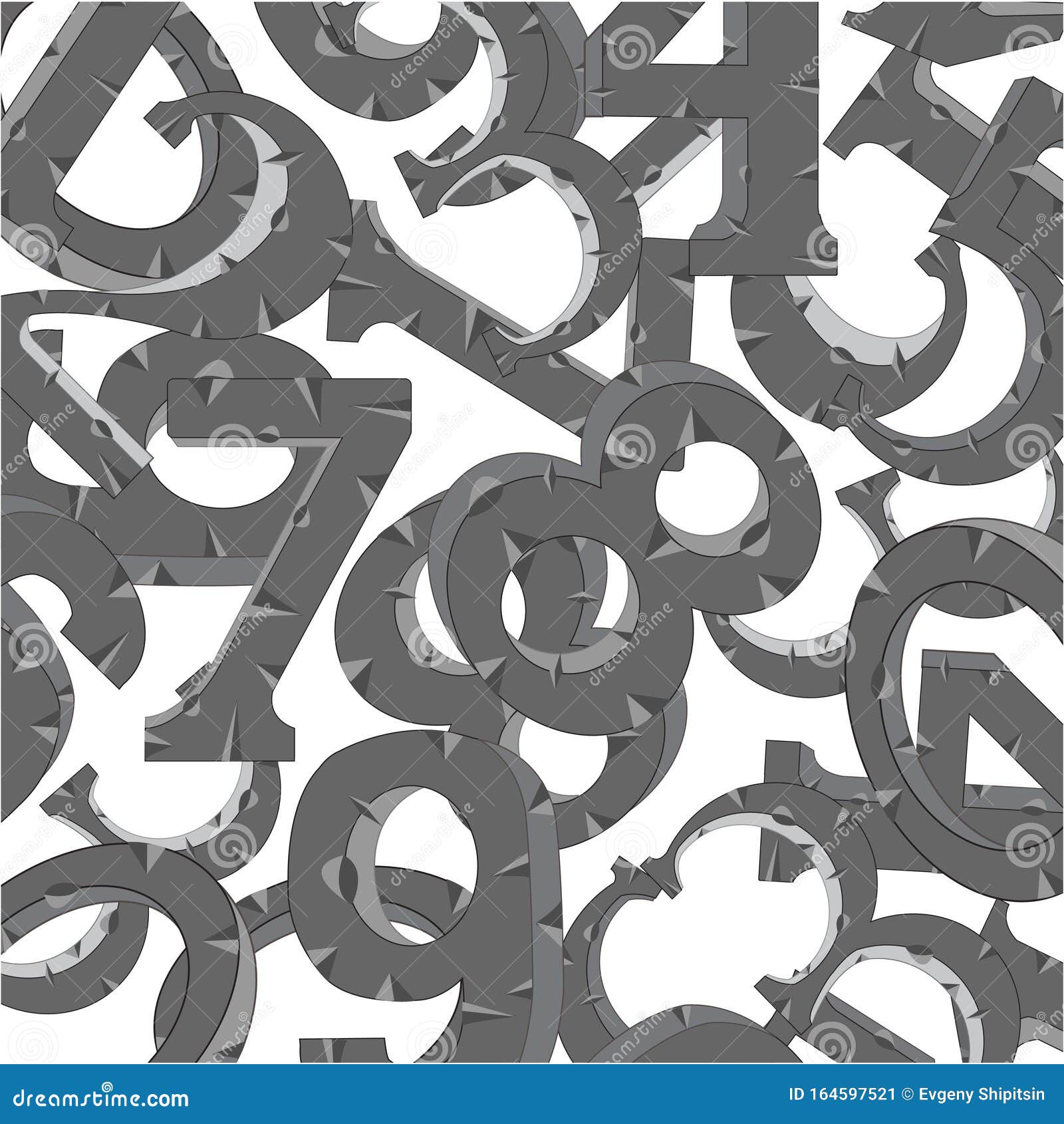 Decorative Gray Numerals from Stone Pattern on White Stock Vector ...