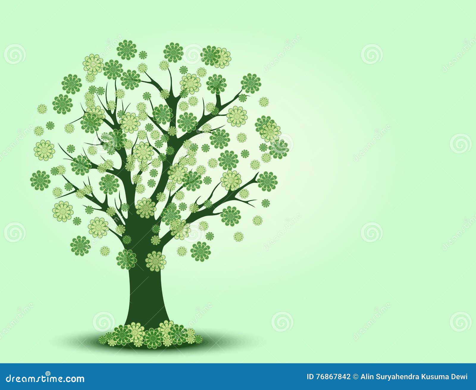 Decorative Green Tree Silhouette with Background Stock Vector ...