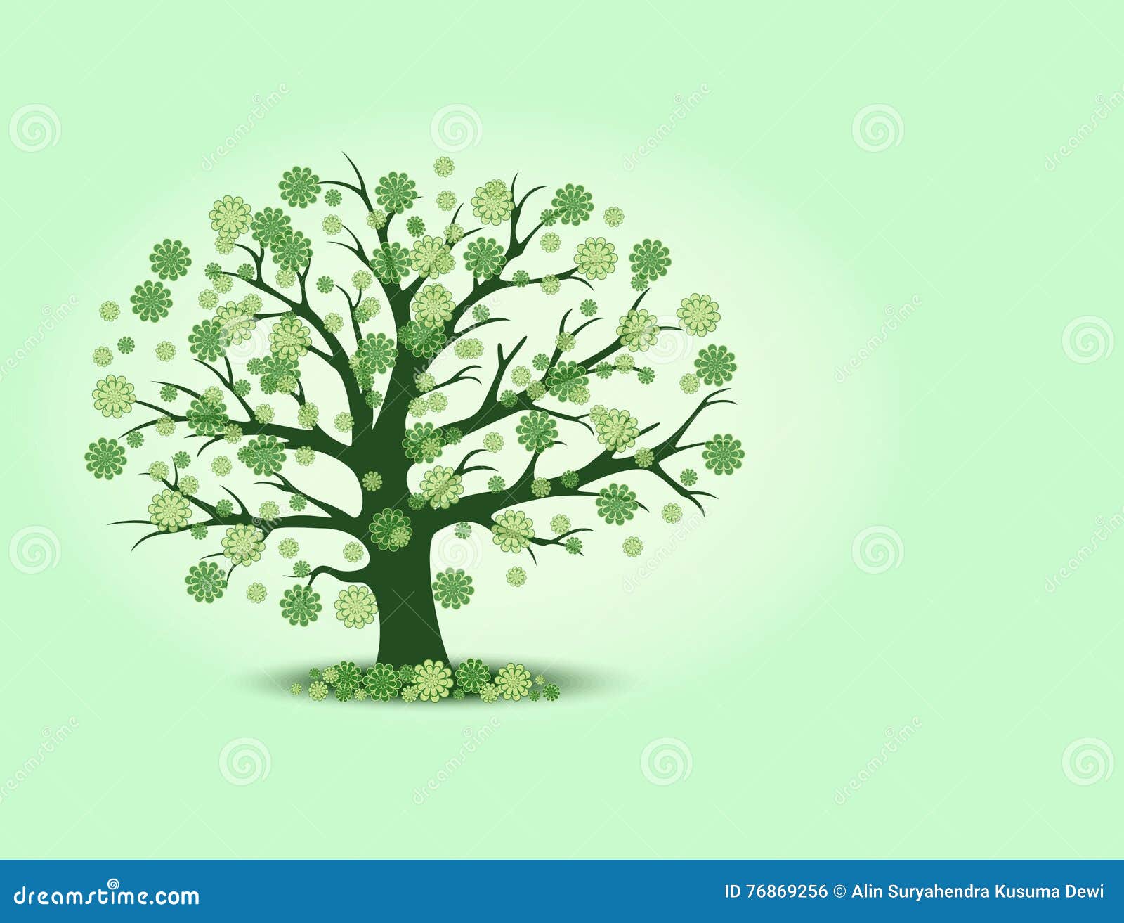 Decorative Green Tree Silhouette with Background Stock Vector ...
