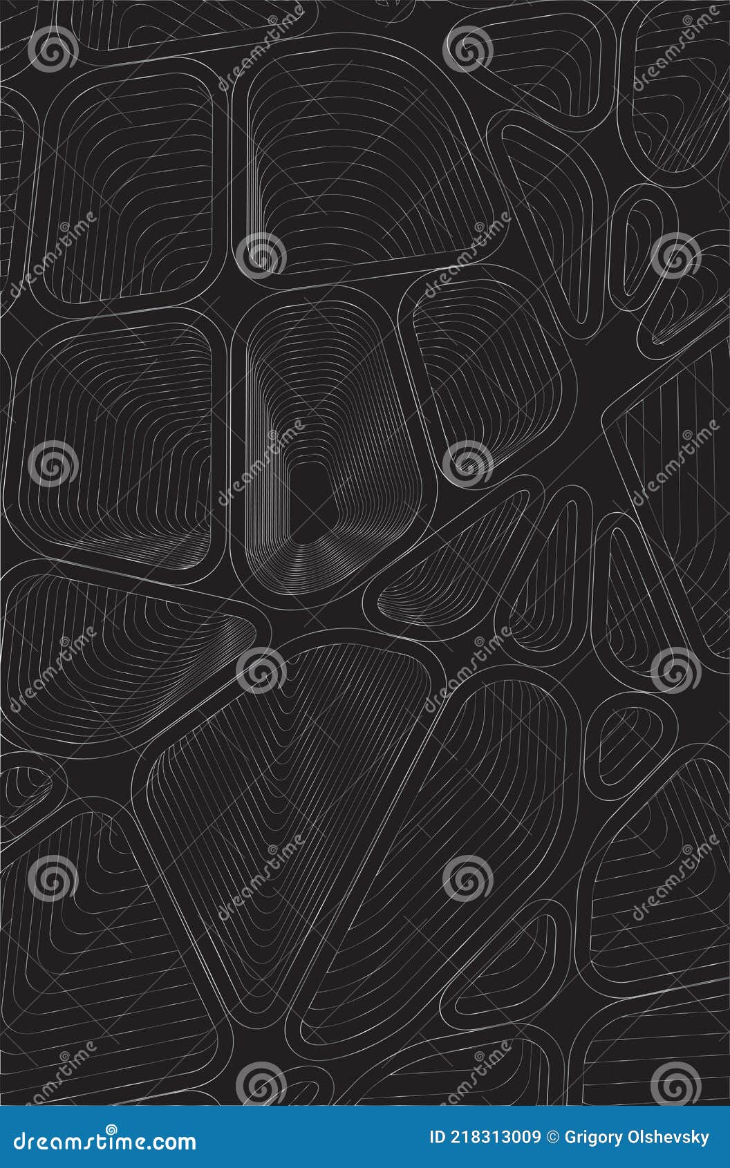Decorative Grid. Dark Pattern with Carved Rounded Shapes Stock Vector ...