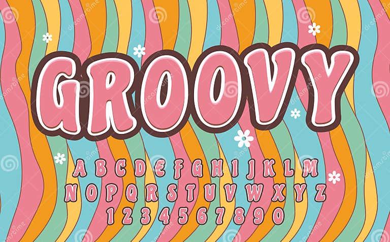 Decorative Groovy Font and Alphabet Vector Design Stock Vector ...