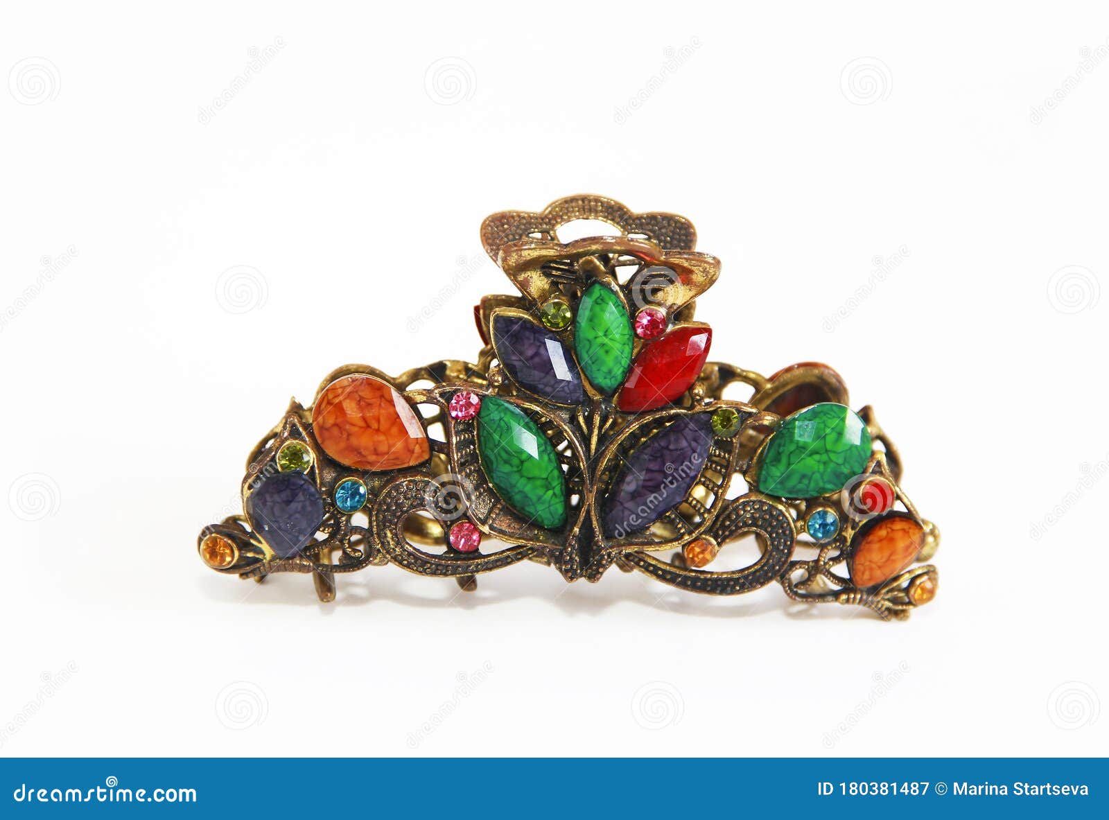 Decorative Hair Clip with a Design of Multicolored Stones Stock Image ...