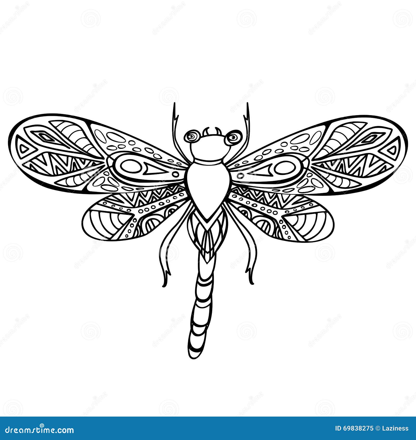 Decorative Hand Drawn Doodle Dragonfly Stock Vector - Illustration of ...
