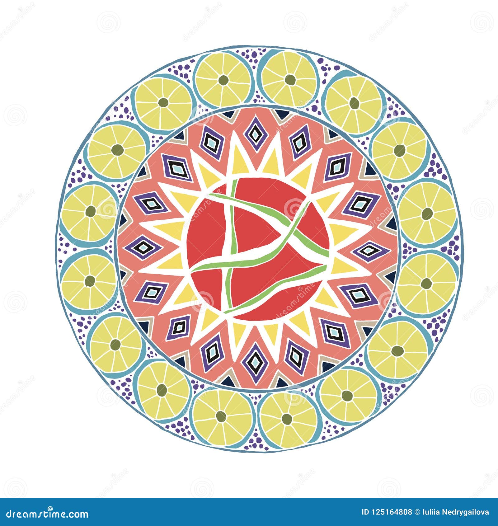 Decorative Hand Drawn Mandala with Different Geometrical Element Stock ...