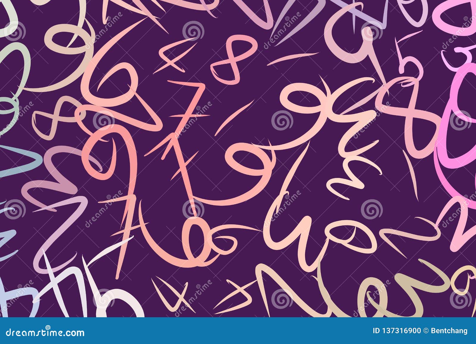 Decorative and Hand Drawn Numbers Illustrations. Digital, Abstract ...